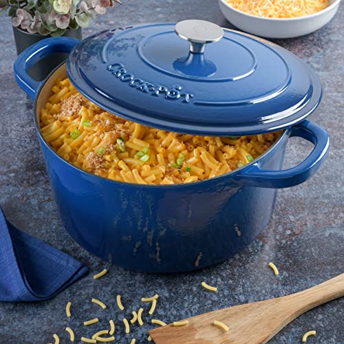 Crock-Pot Artisan Round Enameled Cast Iron Dutch Oven, 7-Quart, Sapphire Blue