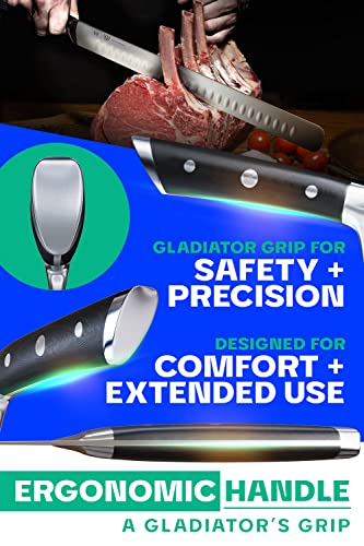 Dalstrong Slicing Knife - 12 inch - Gladiator Series Elite - Granton Edge - Forged High-Carbon German Steel Kitchen Knife - G10 Handle - Razor Sharp Carving Knife - w/Sheath - Slicer - NSF Certified