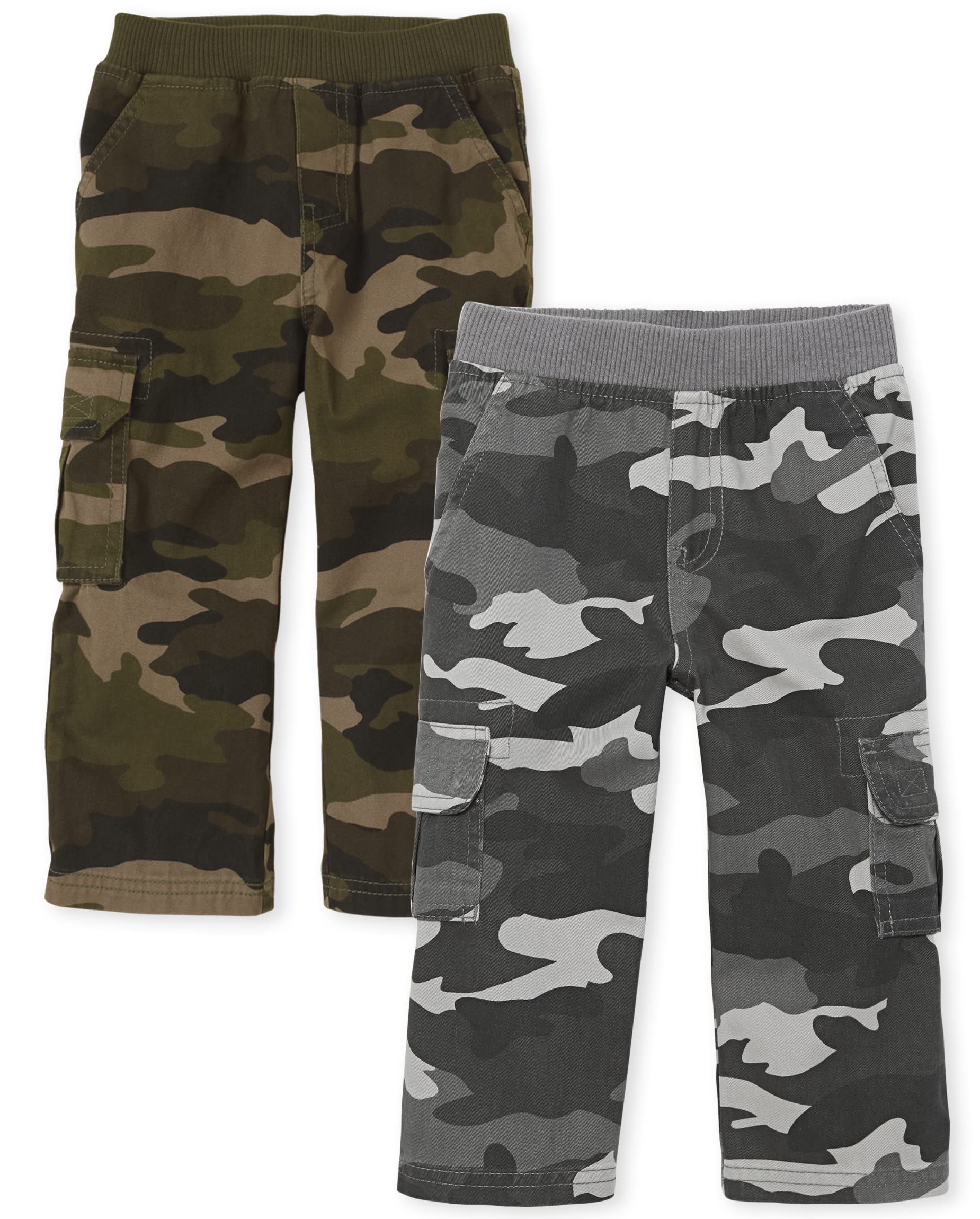 The Children's Place baby boys And Toddler Pull on Cargo Pants, Night Camo/Olive Camo 2 Pack, 5T US