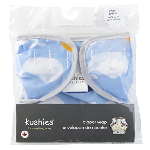 Kushies Baby Toddler Waterproof Diaper Wrap, Blue Whales