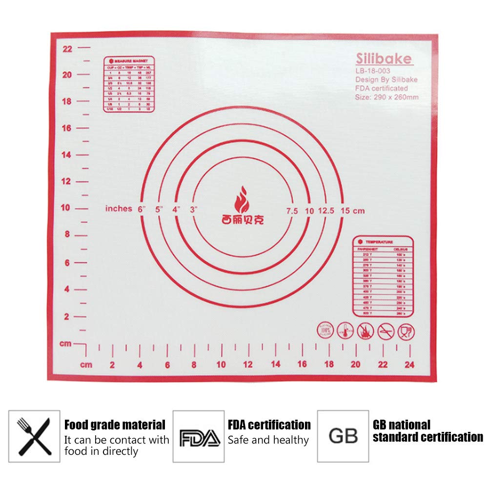 3 Pcs Nonstick Silicone Pastry Mat Large Dough Rolling Mat Extra Thick,Baking Mat Toaster Oven With Cut Dough Knife - 3 Size - 24'' x 32'', 16'' x 24'', 10'' x 11''