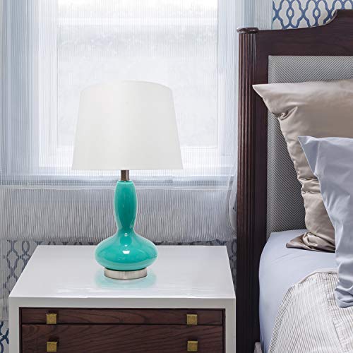 Elegant Designs LT3315-TEL Contemporary Curved Glass Table Lamp, Teal