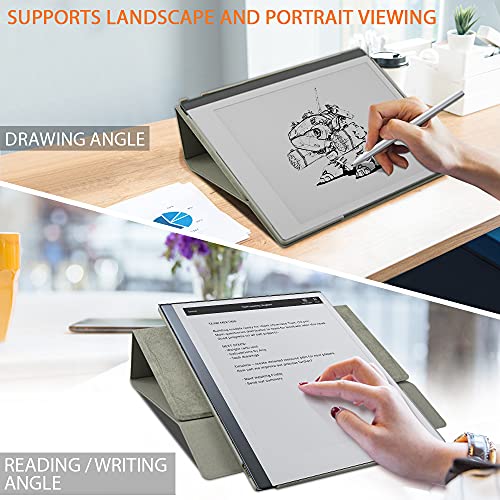 Xuanbeier Rotation Case Compatible with Remarkable 2 Paper Tablet Protective Cover with Pen Holder and Stand Funktion,Gray