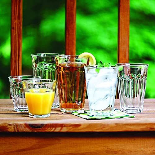 Duralex Picardie 18 Piece Clear Tempered Glass Drinkware and Tumbler Cup Set for Wine, Tea, Water, and Cocktails