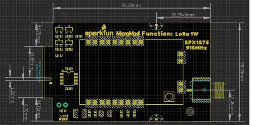 SparkFun MicroMod LoRa Function Board - 1W 915M30S LoRa Module Frequency Range: 900-931MHz Transmit Power 28.5-30dBm (max) Modulation LoRa, FSK, GFSK, MSK, GMSK, OOK Antenna Impedance: 50Ω