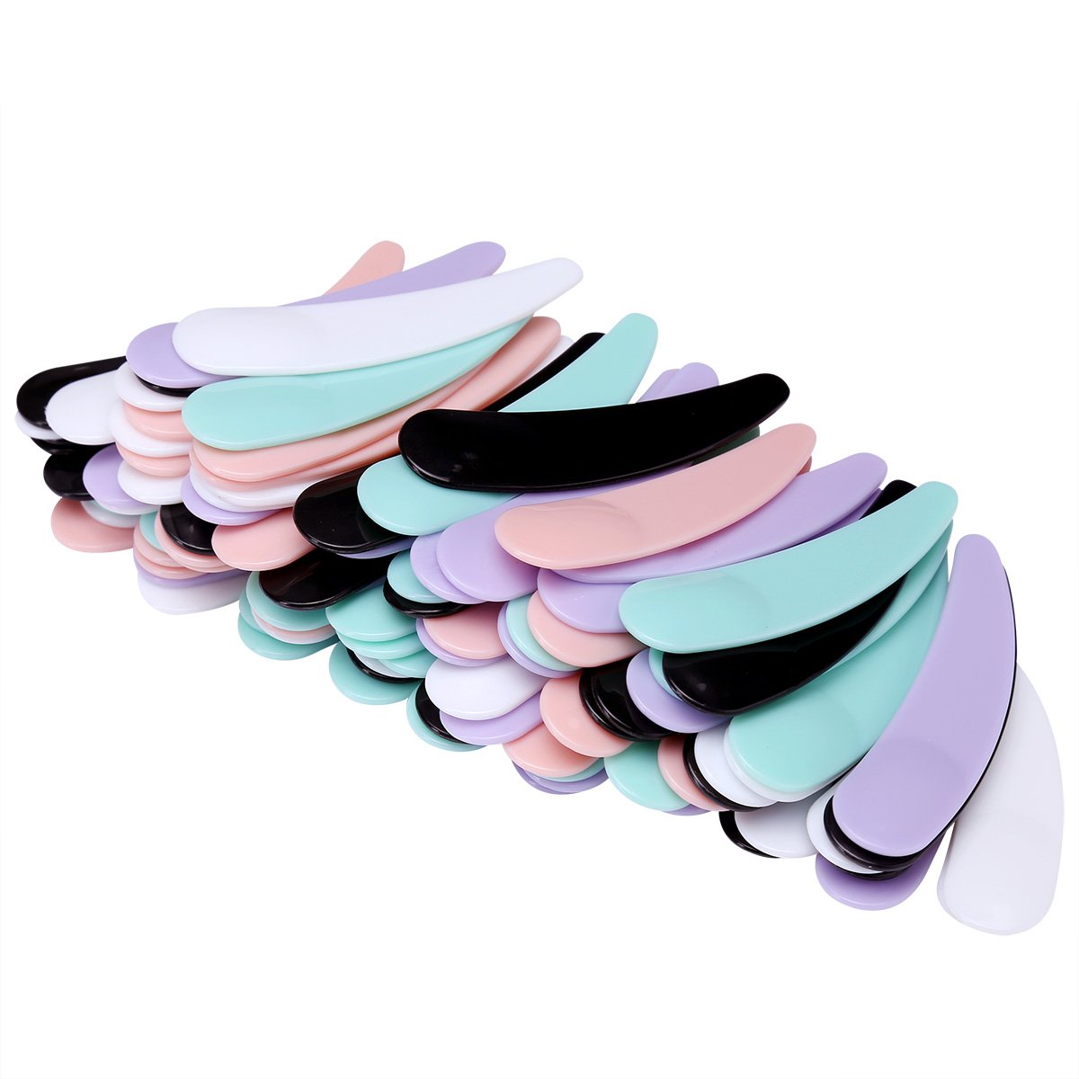 BTYMS 100 Pieces Disposable Mini Cosmetic Spatula Facial Mask Spatula Small Makeup Scoop Makeup Spatula for Mixing and Sampling (Multi-color)