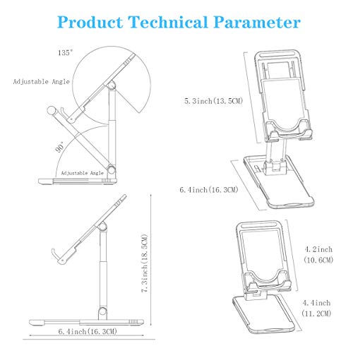 Universal Cell Phone Stand, Foldable Upgraded Cell Phone Tablet Desktop Stand Holder, Angle Height Adjustable Phone Cradle Dock Compatible for iPhone/Mobile Phone/iPad/Tablets/Device of 4-13 Inch