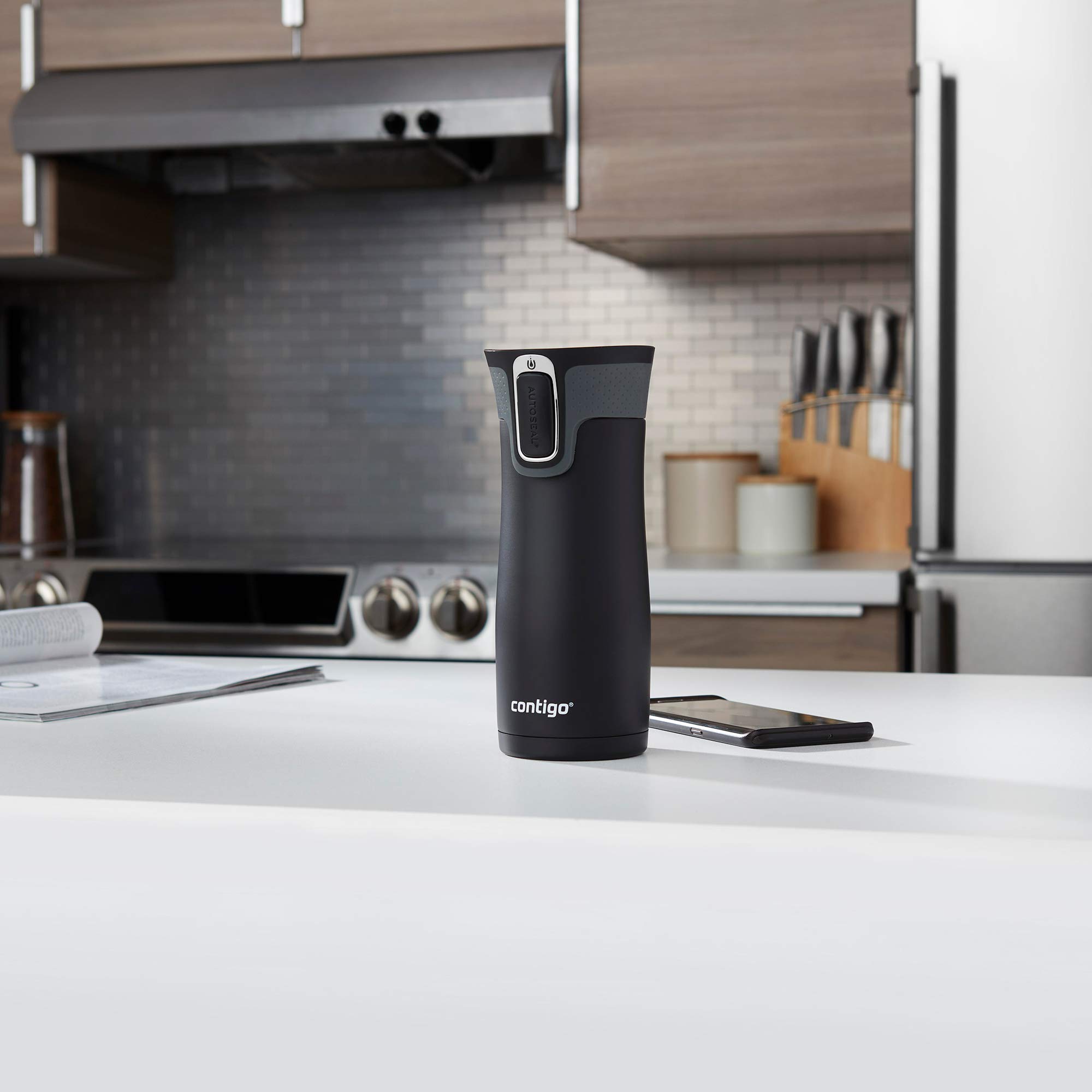 Contigo West Loop Stainless Steel Vacuum-Insulated Travel Mug with Spill-Proof Lid, Keeps Drinks Hot up to 5 Hours and Cold up to 12 Hours, 16oz Black