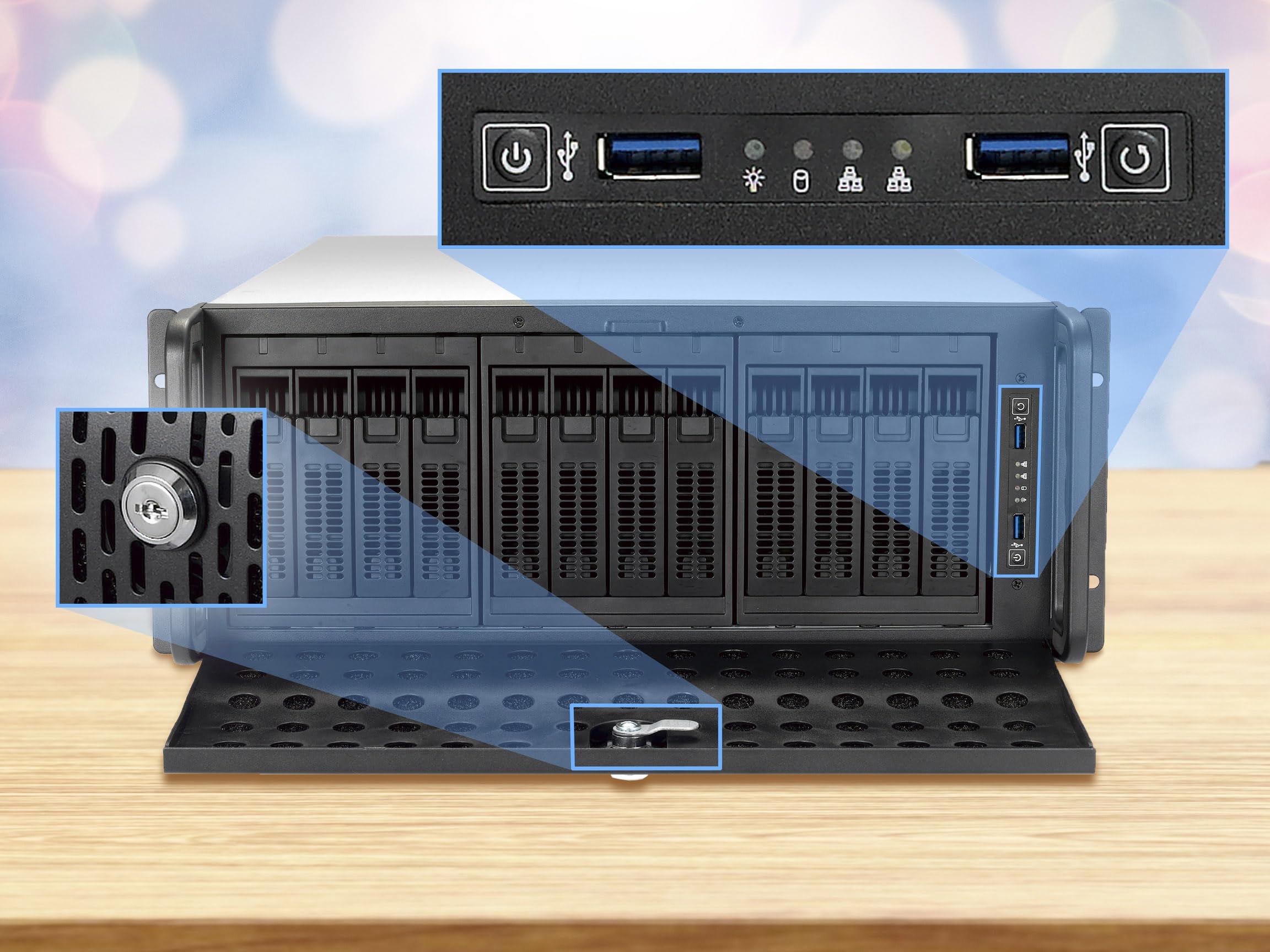 Rosewill 4U Server Chassis Rackmount Case | 12 Hot Swap 3.5", 2.5" SATA I, SATA II, SATA III SAS | E-ATX Compatible | 3 Front 120mm Fans, 2 Rear 80mm Fans | 2X USB 3.0| Front Panel Lock - RSV-L4412U