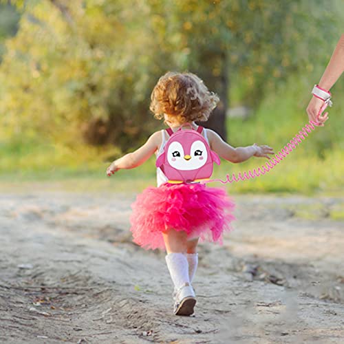 Toddler Kids Penguin Harness Leash Backpack with Wrist Leashes Toddlers Child Safety Walking Wrist for Kid Girls Boys (Pink)