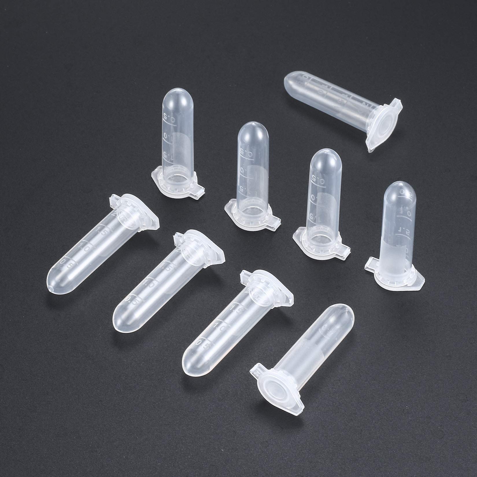 500 Pcs 2ml Microcentrifuge Tubes, Graduated Centrifuge Tubes, Clear Plastic Reusable Centrifuge Vials with Flat-Top Snap Caps, Small Sample Lab Test Storage Vials Tubes