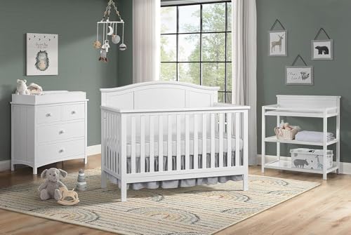Oxford Baby Emerson 4-in-1 Convertible Crib, Snow White, GreenGuard Gold Certified