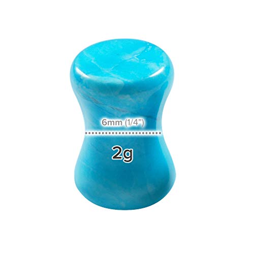 2pc Organic Turquoise Stone Double Flared Saddle Plug 2g (6mm) Gauge Earring Tunnel Ear Lobe Stretcher Piercing Jewelry