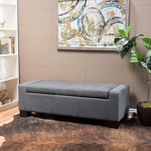 Christopher Knight Home Guernsey Fabric Storage Ottoman, Charcoal