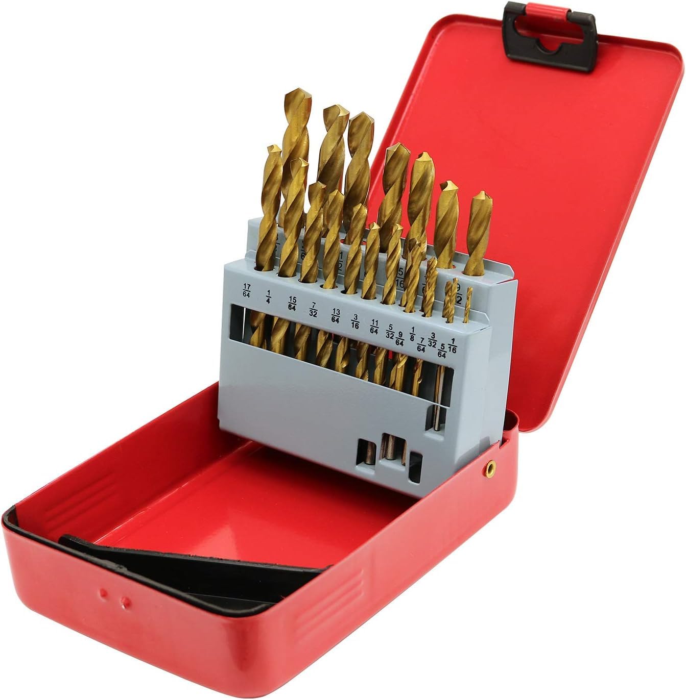 Monster & Master Titanium Plated Drill Bit Set, 21-Piece, High-Speed Steel Gold Drill Bits with 135 Degree Split Point Tip, 1/16" to 3/8", MM-TP-002