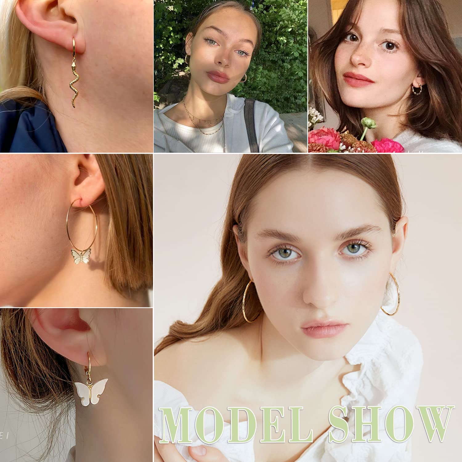 30 Pairs Gold Hoop Earrings Set for Women Girls, Multipack Pearl Earrings Set, Chain Link Stud Drop Dangle Earrings Boho Statement Paperclip Hypoallergenic Earrings for Gift