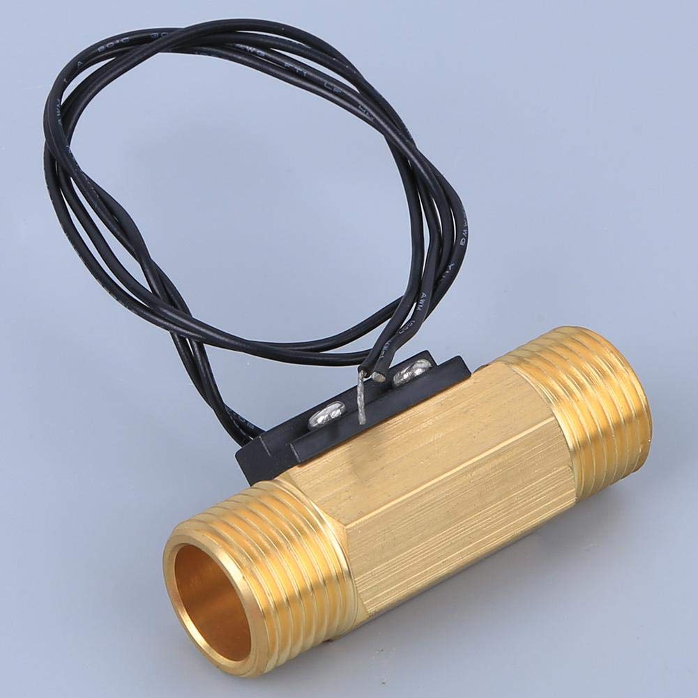 Water Flow Meter, 1/2 Inch Brass Water Flow Sensor Switch, Industrial Electromagnetic Flow Meter, for Industrial Automation, Mechanical Equipment, Air Compression, Refrigeration, Heating, Ventilation