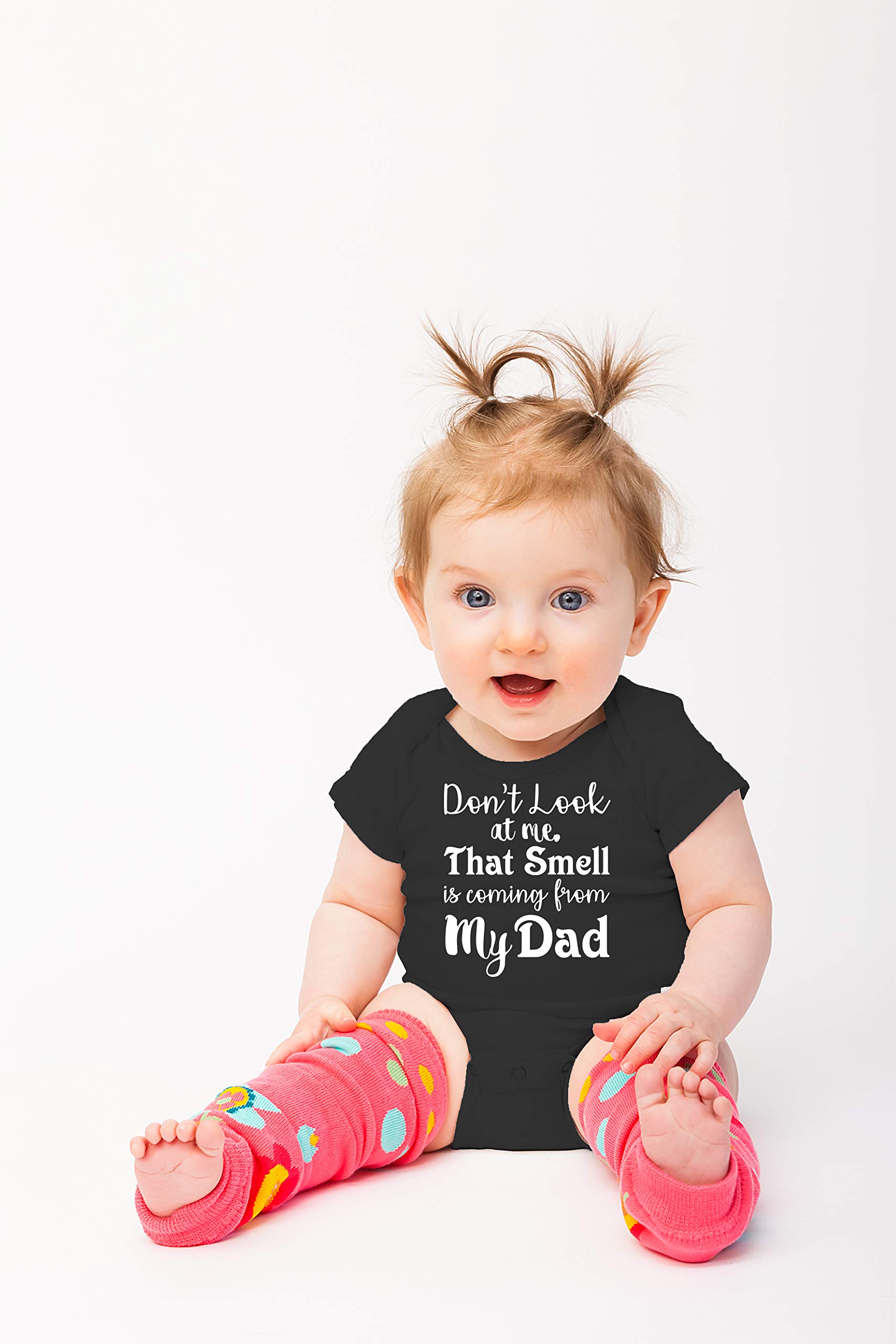 Don't Look At Me That Smell Is Coming From Daddy Funny Cute Infant Creeper, One-Piece Baby Bodysuit (Black, 6 Months)