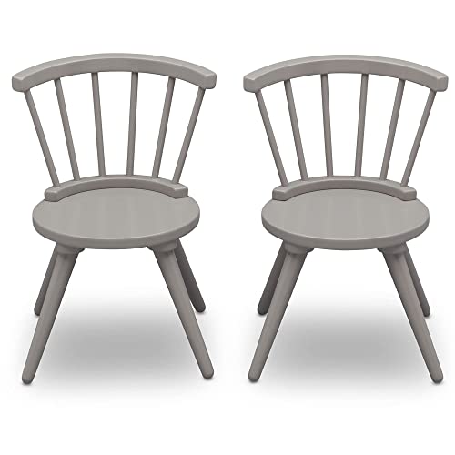 Delta Children Windsor Kids Wood Table and Chair Set (4 Chairs Included) - Ideal for Arts & Crafts, Snack Time, Homeschooling, Homework & More, Grey