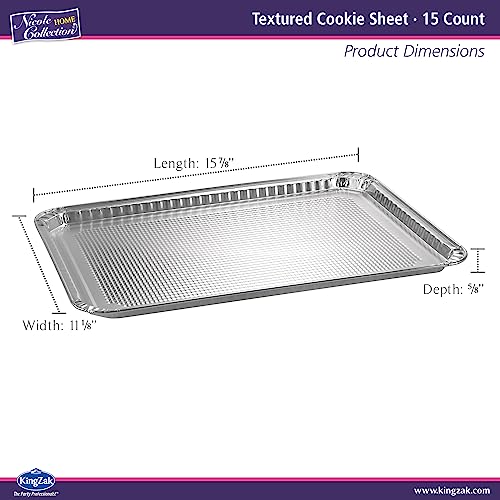 Aluminum Pans Half Size Textured Cookie Sheet 15 Count Durable Nonstick Baking Sheets 15.87" x 11" - Sheet Pan, Baking Tray, Cookie Sheets, Foil pans, Foil trays, Sheet Baking Pans