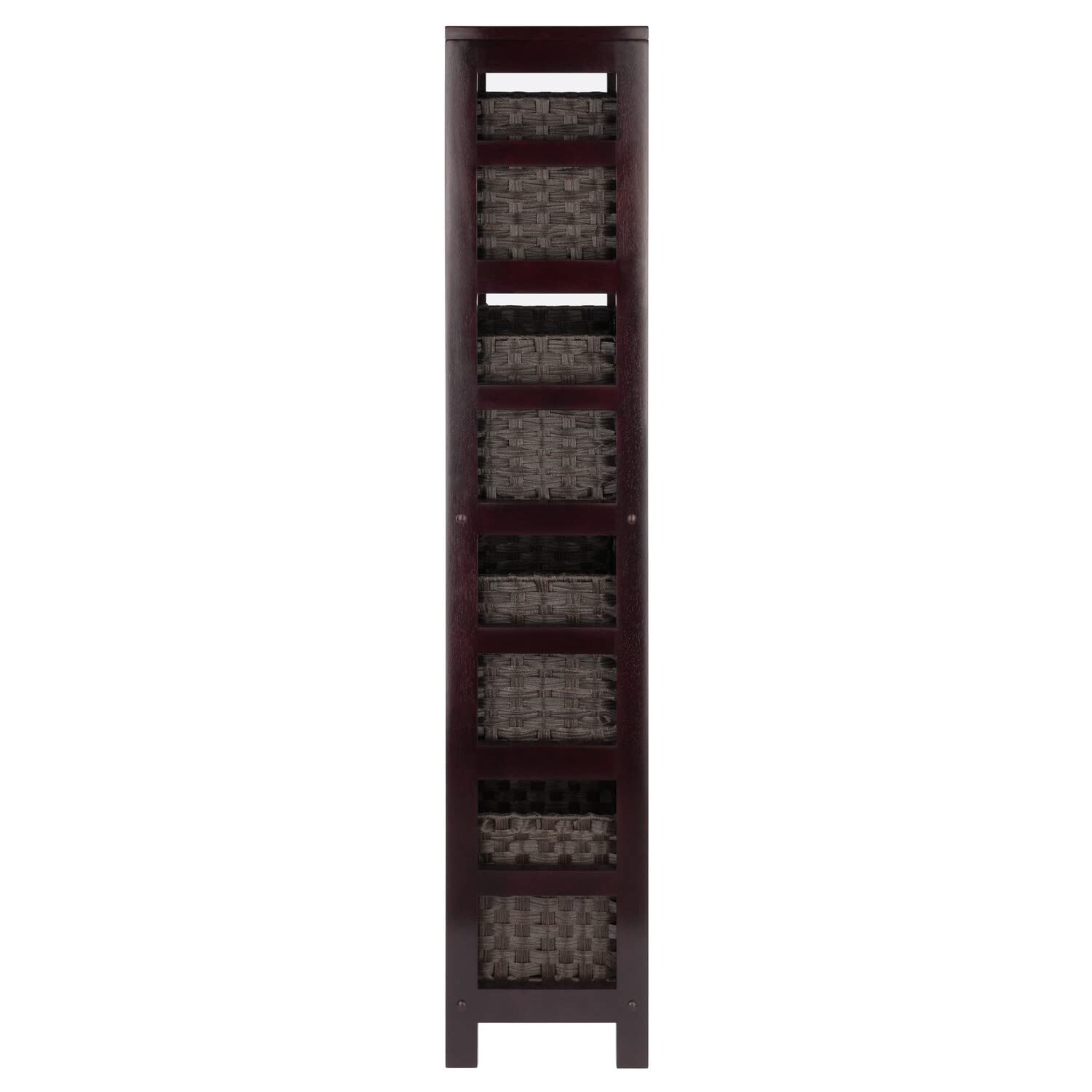 Winsome Wood Leo 5-Pc Storage Shelf with 4 Foldable Woven Baskets - Espresso and Chocolate