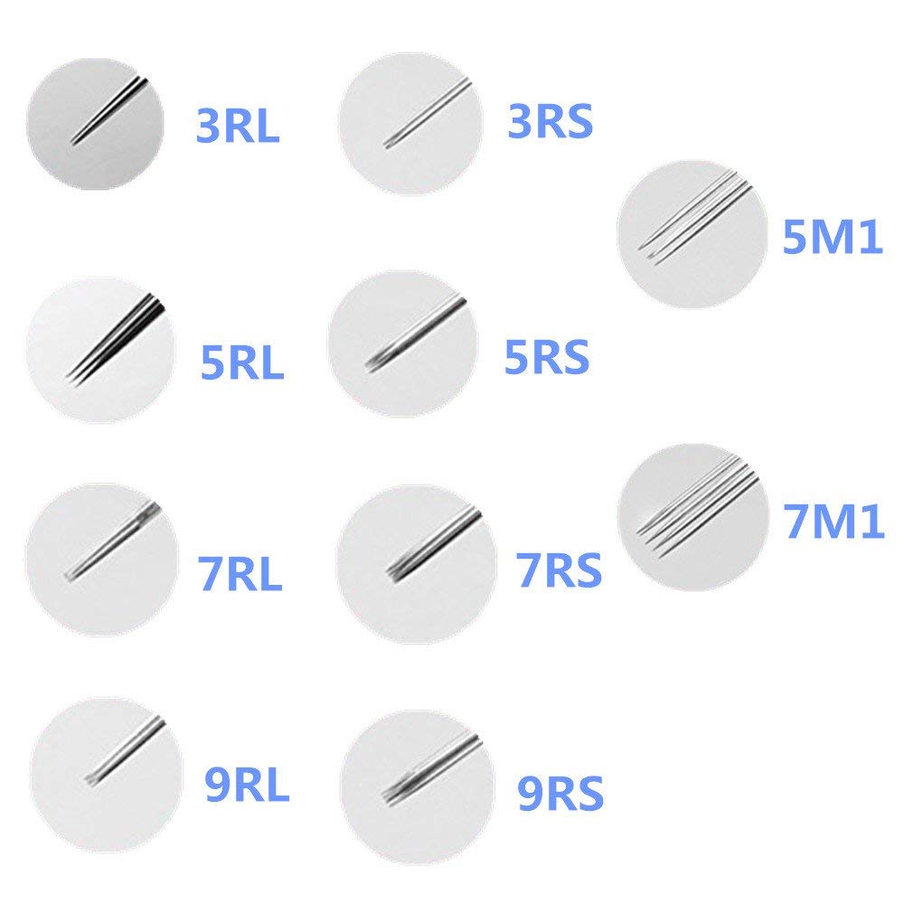 Tattoo Needles Set - Autdor 50PCS Mixed Tattoo Needles 3RL,5RL,7RL,9RL,3RS,5RS,7RS,9RS,5M1,7M1 Disposable Sterile Tattoo Gun Needles Assorted Liners,Shaders and Magnum (Mixed-RL/RS/M1-50pcs)