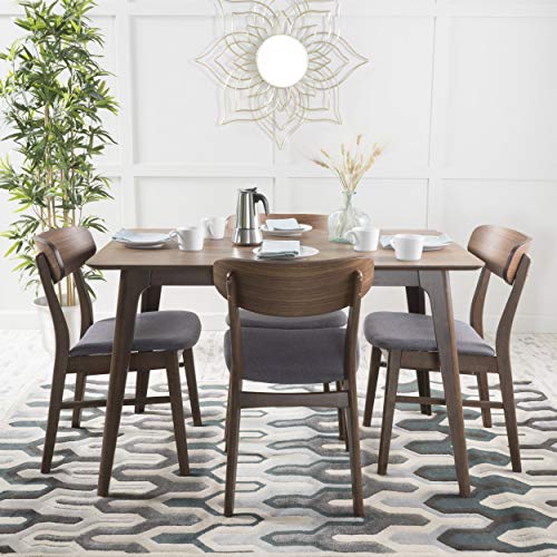 Christopher Knight Home Lucious 50" Rectangular Dining Set, 5-Pcs Set, Natural Walnut / Dark Grey
