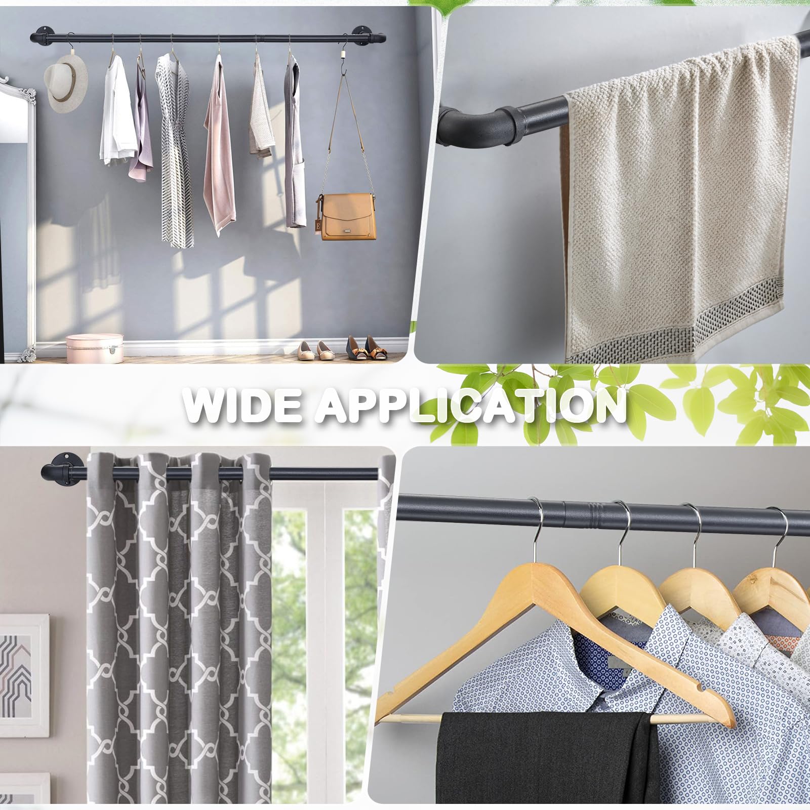 Fayesioal Clothes Rack, 32 inches Industrial Pipe Clothing Racks for Hanging Garment Racks Heavy Duty Wall Mounted Closet Rod