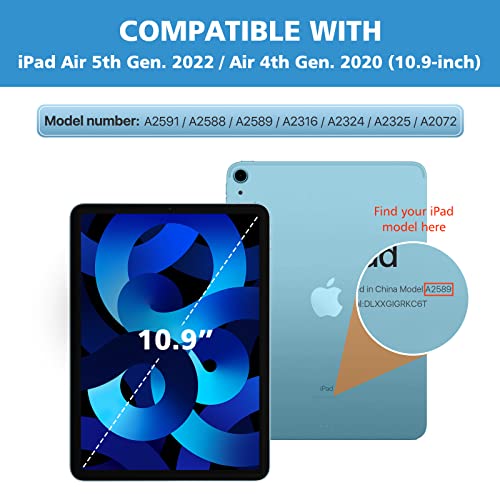 MoKo Case Fit iPad Air 5th/4th Generation 10.9 2022/2020, [Support Touch ID] [Built-in Screen Protector] Full-Body Shockproof Case Smart Shell Stand Cover with Auto Sleep/Wake & Pencil Holder,Sky Blue