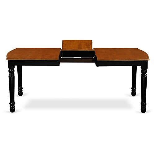 East West Furniture DOT-BCH-T Dover Kitchen Dining Table - a Rectangle Wooden Table Top with Butterfly Leaf & Stylish Legs, 42x78 Inch, Black & Cherry