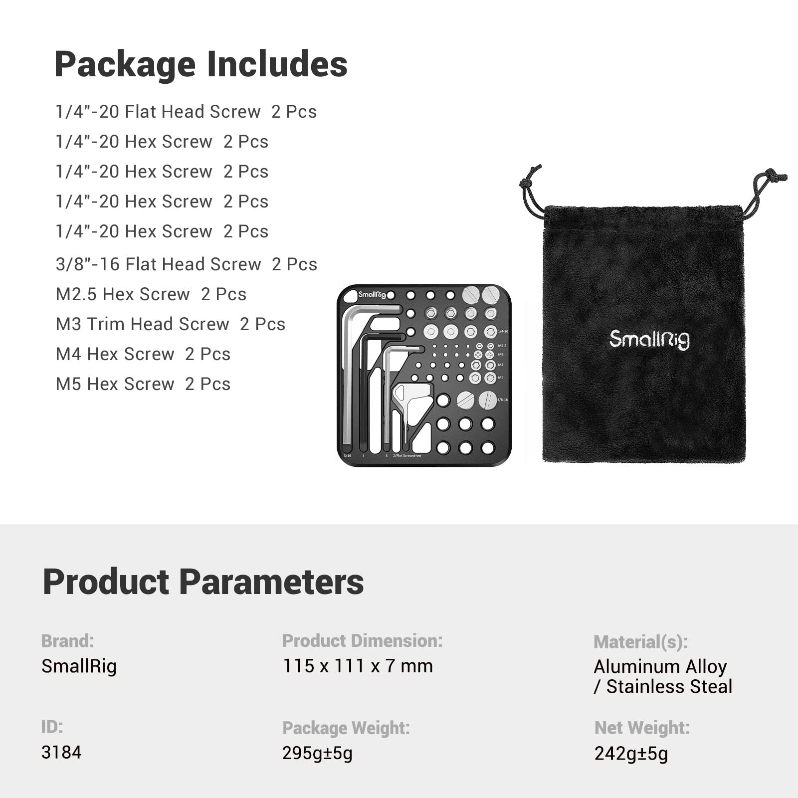 SMALLRIG Screwdriver Screw Set (Plate MD3184)