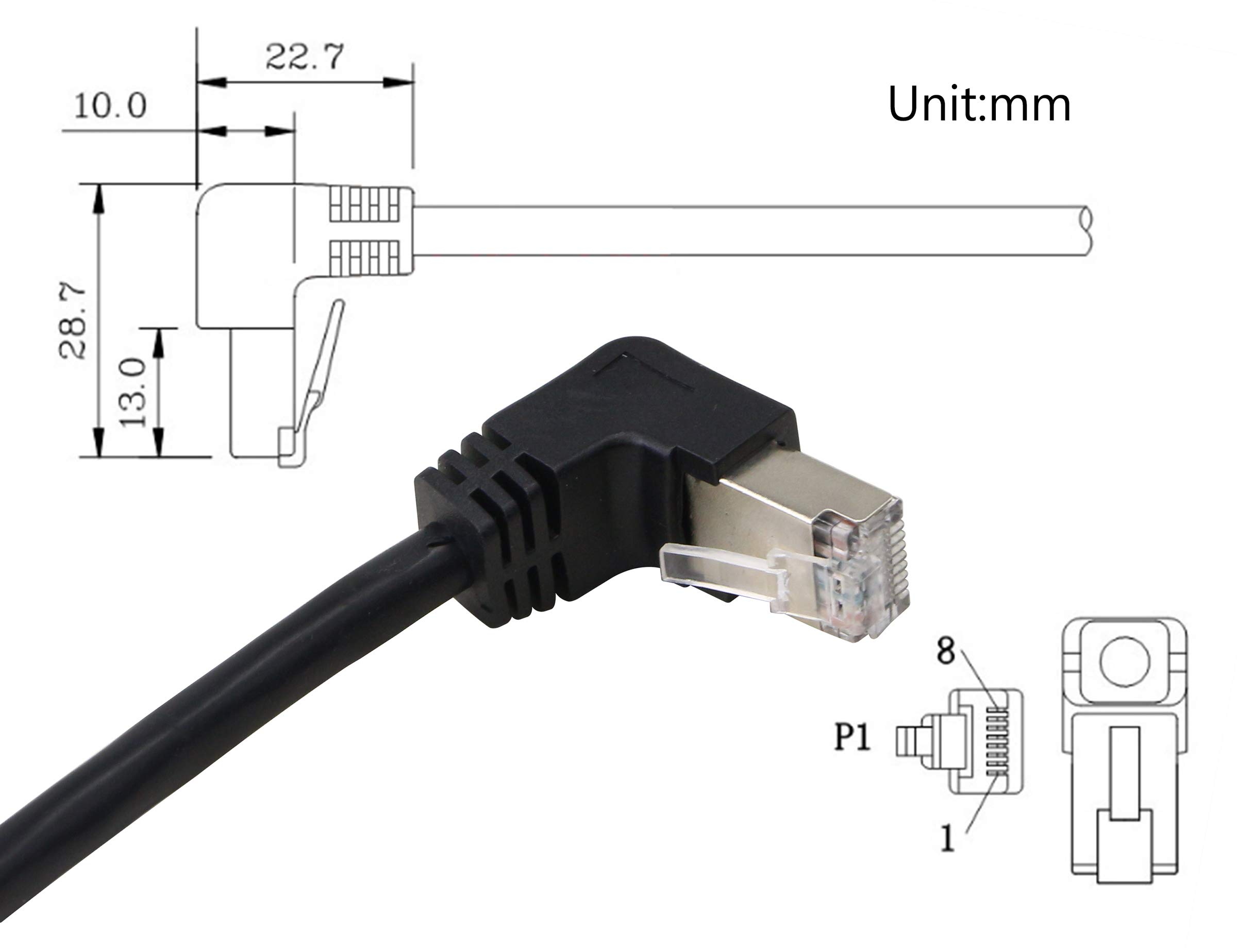 SinLoon RJ45 Ethernet Adapter Cable 90 Degree Upward Male to Famale Ethernet Switch Adapter Cable for CAT 5/CAT 6 LAN Ethernet Socket Connector Adapter Cat5 Cat6 Cable(Upward)