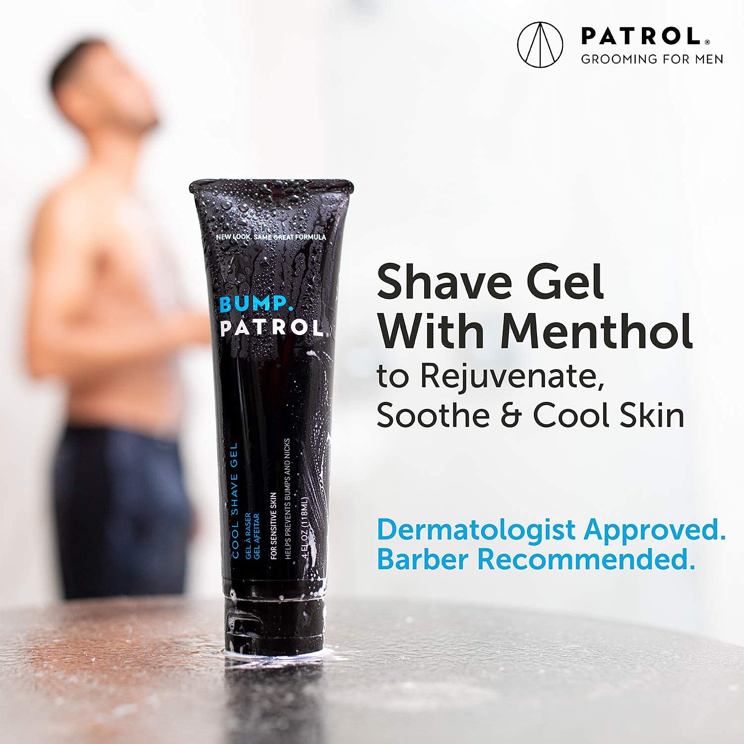 Bump Patrol Cool Shave Gel - Sensitive Clear Shaving Gel with Menthol Prevents Razor Burn, Bumps, Ingrown Hair - 4 Ounces