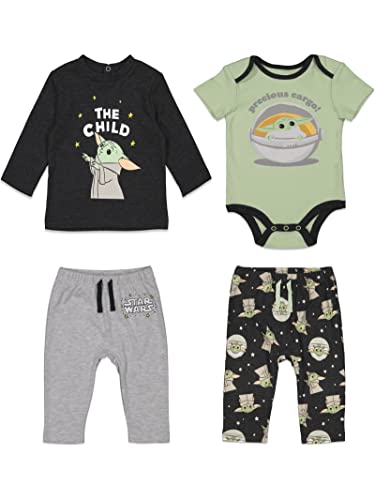 STAR WARS The Mandalorian The Child Baby Boys 4 Piece Layette Set: Bodysuit T-Shirt Pants Mix N' Match 12 Months