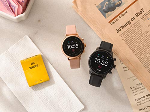 Fossil Men's Gen 4 Explorist HR Heart Rate Stainless Steel and Silicone Touchscreen Smartwatch, Color: Smooth Black (Model: BQD1000)