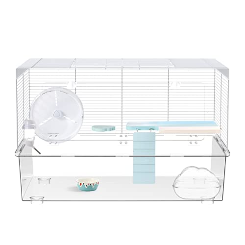 BUCATSTATE Hamster Cages with Free Accessories, Small Animal Cage and Habitats Stackable for Rats, Gerbil, Guinea Pig, Mice, Syrian Dwarf Hamster, Bird (24.4" L * 13.8" W * 16.9" H)