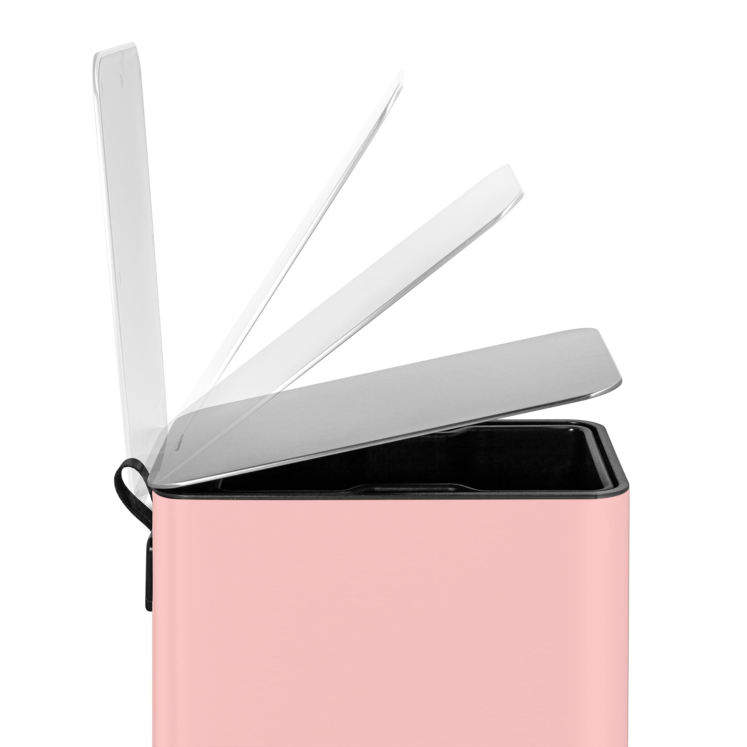 QUALIAZERO 10L/2.6Gal Heavy Duty Hands-Free Stainless Steel Bath/Office Step Trash Can, Fingerprint-Resistant Soft Close Lid Trashcan, Slim (Rose Pink)