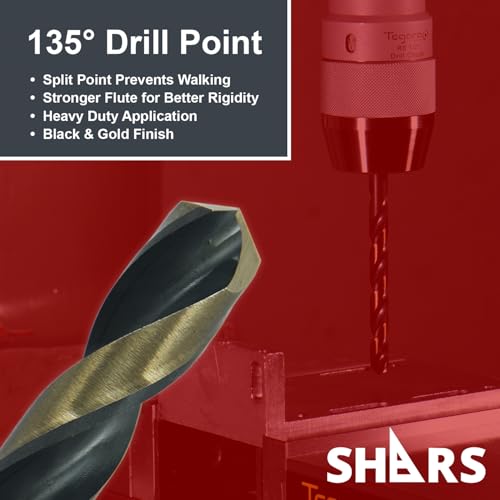 Shars A to Z 26 Pcs HSS Heavy Duty Black & Gold Finish Jobber Drill Set 135° Point Angle 404-2934 S)