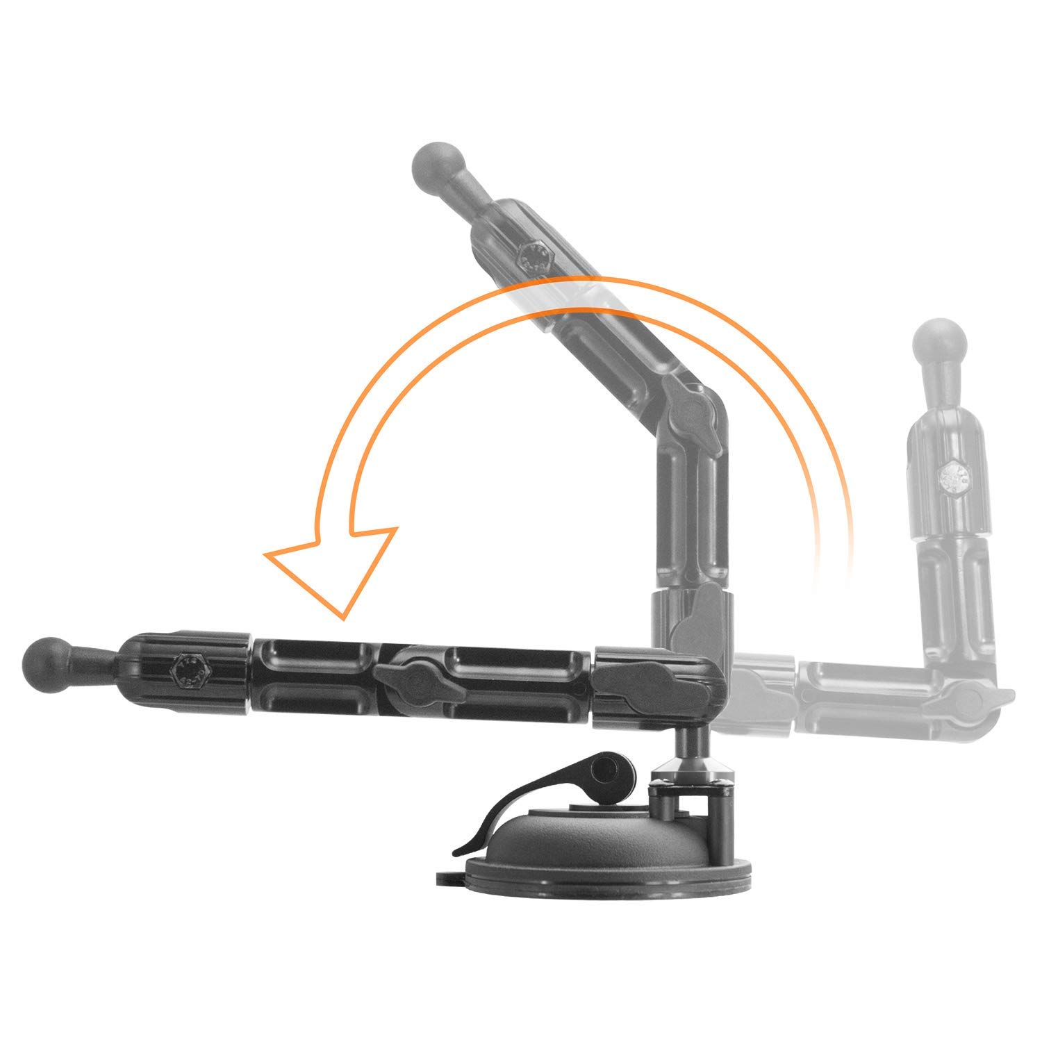 iBOLT TabDock FixedPro 360 Suction- Heavy Duty Metal 8" Multi-Angle Mount for All 7" - 10" Tablets (iPad, Nexus, Samsung Tab) for Commercial Vehicles, Trucks, and ELD Devices