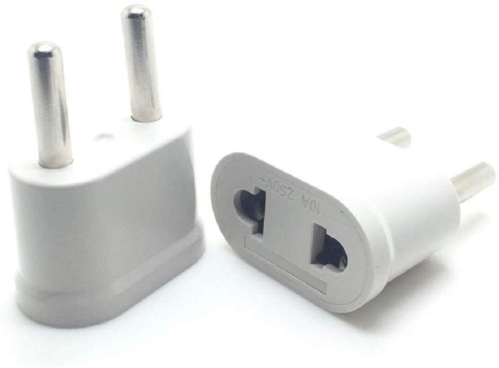 Toolso 2pcs/lot US (USA) to EU (Europe) Travel Power Plug Adapter for USA converter White