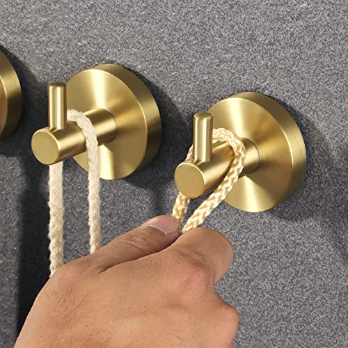 Alise Towel Hook Bathroom Single Robe Hooks Wall Mount Clothes Hook for Bedroom Kitchen Cloakroom Door Back Cabinet,GDL3903G-4P SUS304 Stainless Steel Brushed Gold Pack of 4