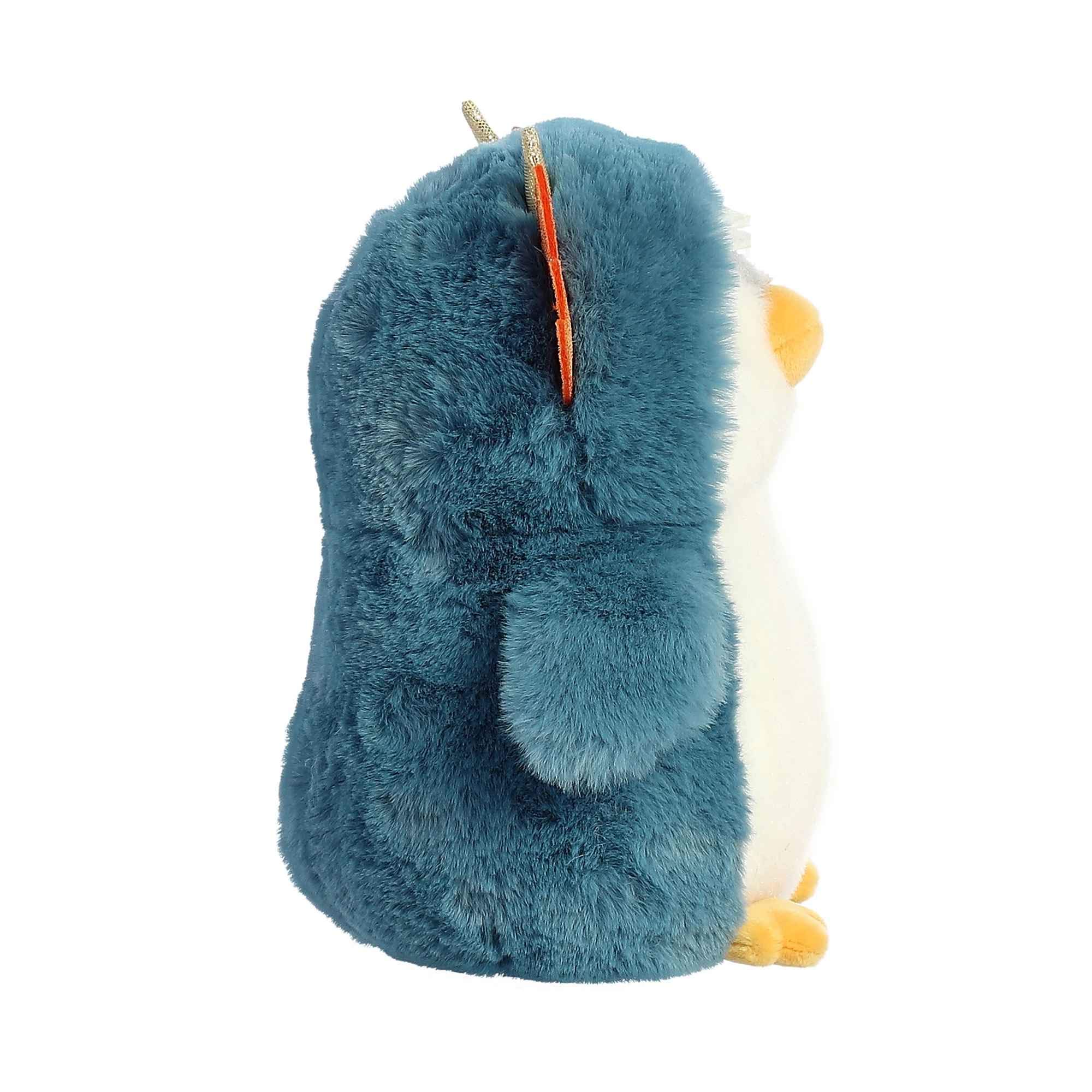 Aurora® Playful Pompom Penguin™ Dragon Stuffed Animal - Vibrant Companions - Endless Fun - Blue 7 Inches
