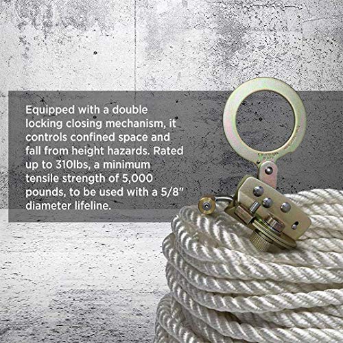 AFP Self-Locking Rope Grab with 2.25 inch Connecting Eye, used with 5/8ββ Lifeline Rope, For Construction, Climbing, Fall-Protection, 310 lb. Capacity (OSHA/ANSI Compliant)