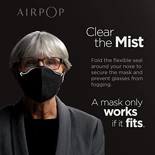 AIRPOP Light SE KN95 Face Masks 4 Pack, Reusable Washable 4-Layer Face Coverings, Contoured Fit, Lightweight Design, Adults/Kids Face Masks for Repeated Wear - Black