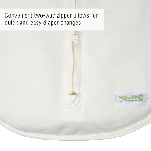 Woombie Original Baby Swaddling Blanket - Soothing, Cotton Baby Swaddle - Wearable Baby Blanket, Vanilla Cream, 14-19 lbs