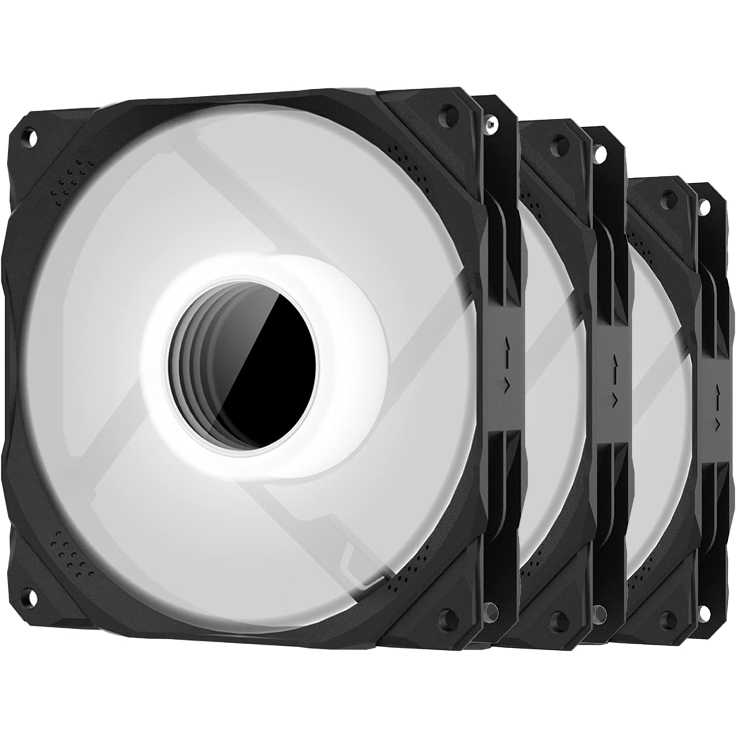 upHere 120mm PC Case Fan, 3-Pin, Infinity White Ring LED, 6.36W, 12V, 2000 RPM, 2E+1 dB, Desktop Compatible