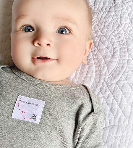 Burt's Bees Baby Unisex Bodysuits, 2-Pack Organic Cotton Short & Long Sleeve One-Pieces,Heather Grey, 0-3Months