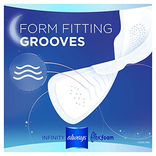 Always Infinity FlexFoam Pads for Women, Size 5, Extra Heavy Overnight Absorbency, Unscented, 22 Count (Pack of 2)