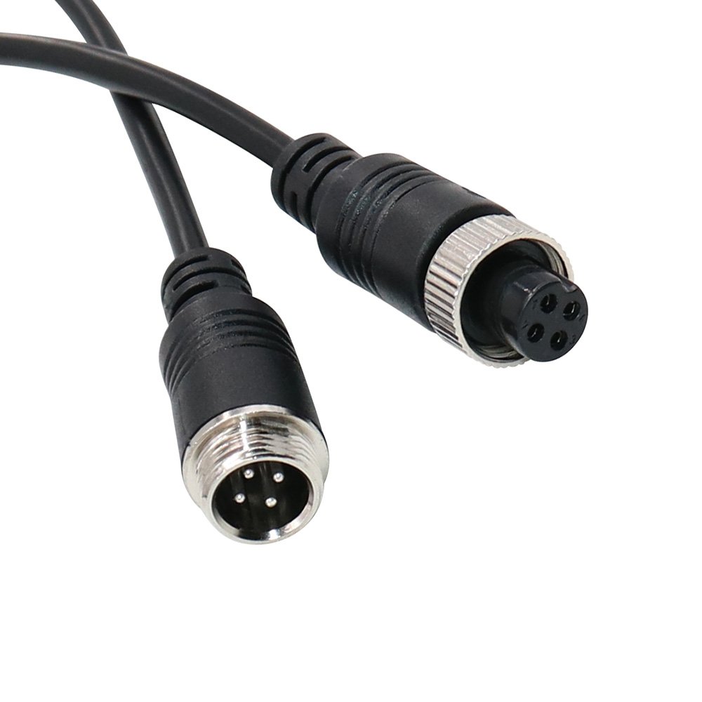 Yeung Qee Car Video Extension Cable 4Pin Aviation Video Extension Cable and Power Cord Shield AV Extension Cable Truck Trailer Camper Bus Motorhome Vehicle Backup Monitor System(15ft/5m)