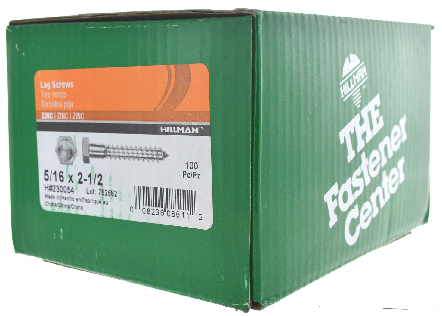 The Hillman Group 230054 Hex Lag Screw, 5/16-Inch X 2-1/2-Inch, Zinc, 100-Pack